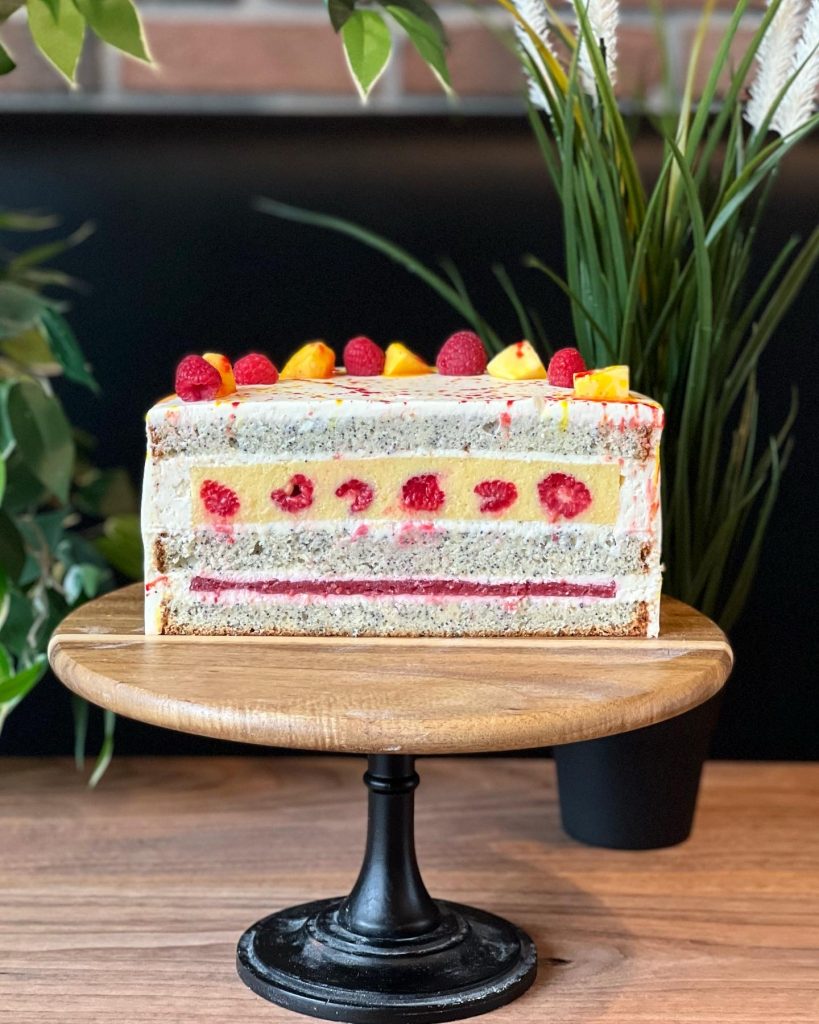 Mango Raspberry Poppyseed Cake • Malina Bakery Ukrainian Food & Cakes